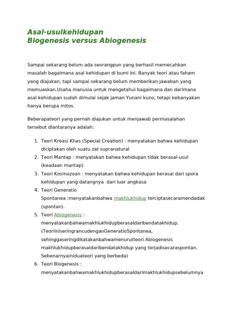 Abiogenesis N Biogenesis 2 | PDF