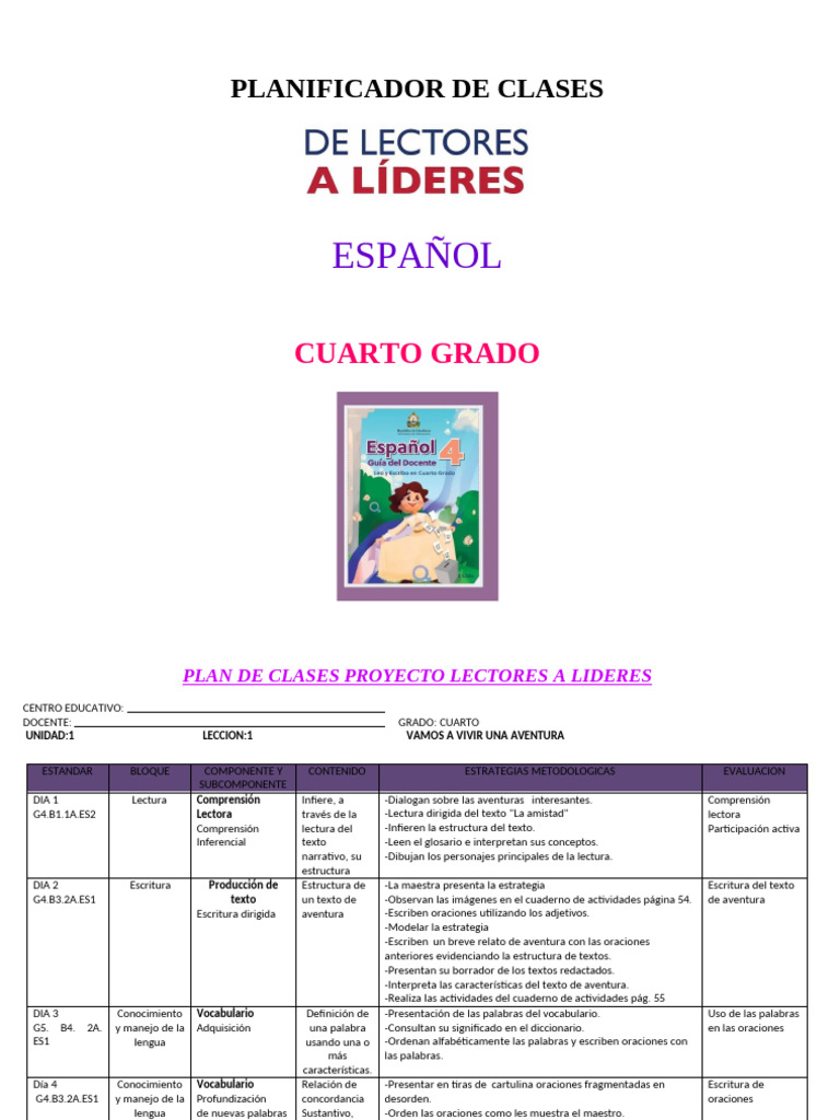 Cuarto Grado | PDF | Escritura | Oración (Lingüística)