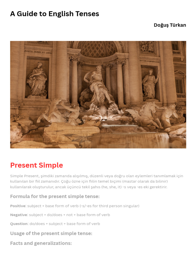 A Guide To English Tenses | PDF | Perfect (Grammar) | Verb