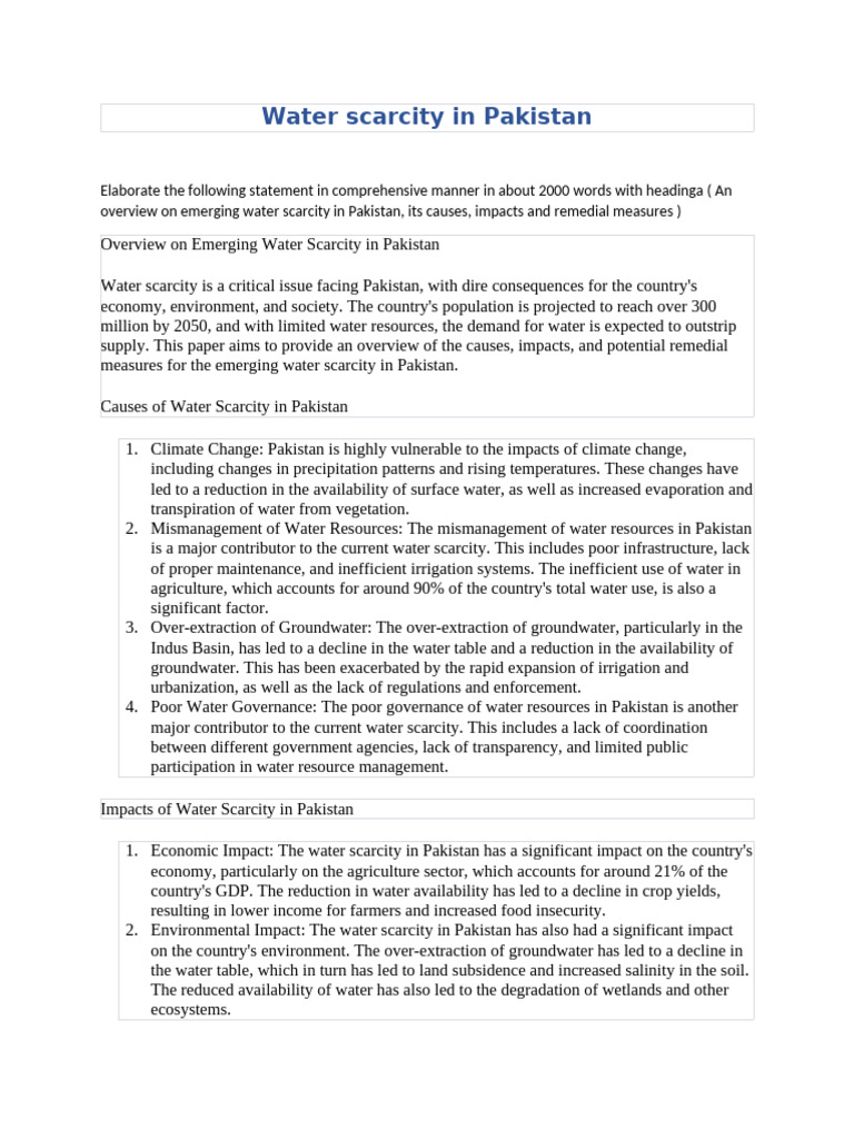 scarcity of water | PDF | Water Scarcity | Water Resources
