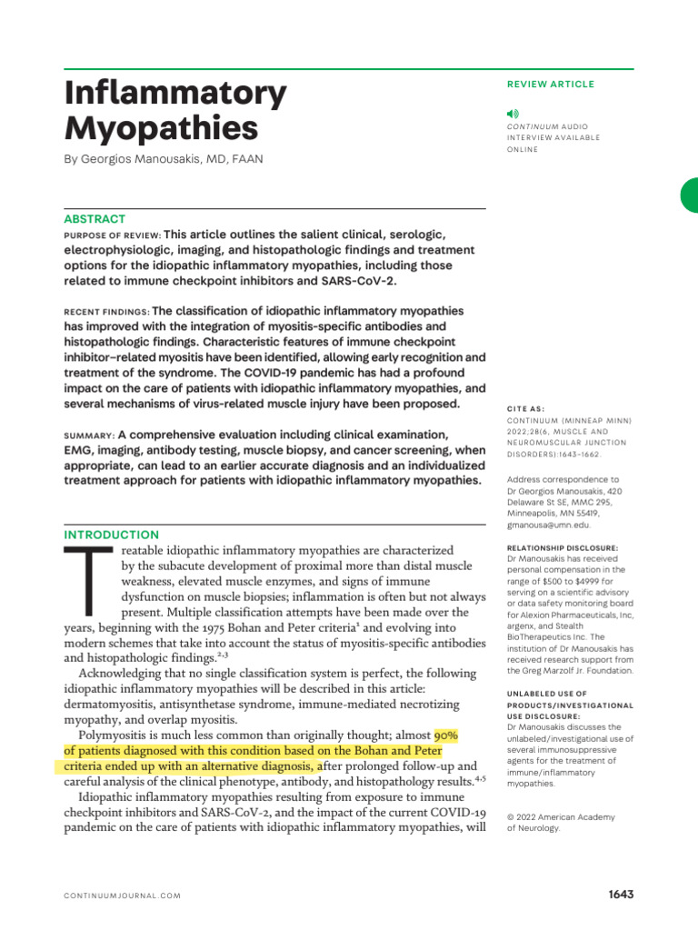 Inflammatory Myopathies | PDF | Medical Specialties | Clinical Medicine