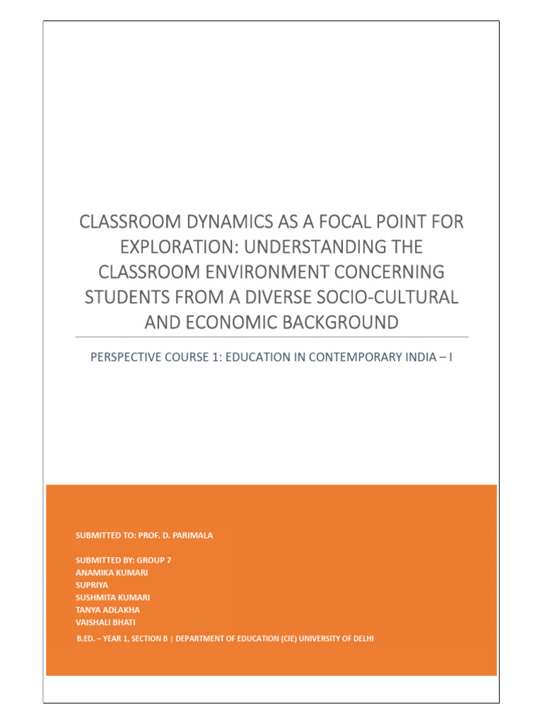 PC-1 write-up - Classroom Dynamics | PDF | Teachers | Classroom Management PC-1 write-up - Classroom Dynamics | PDF | Teachers | Classroom Management