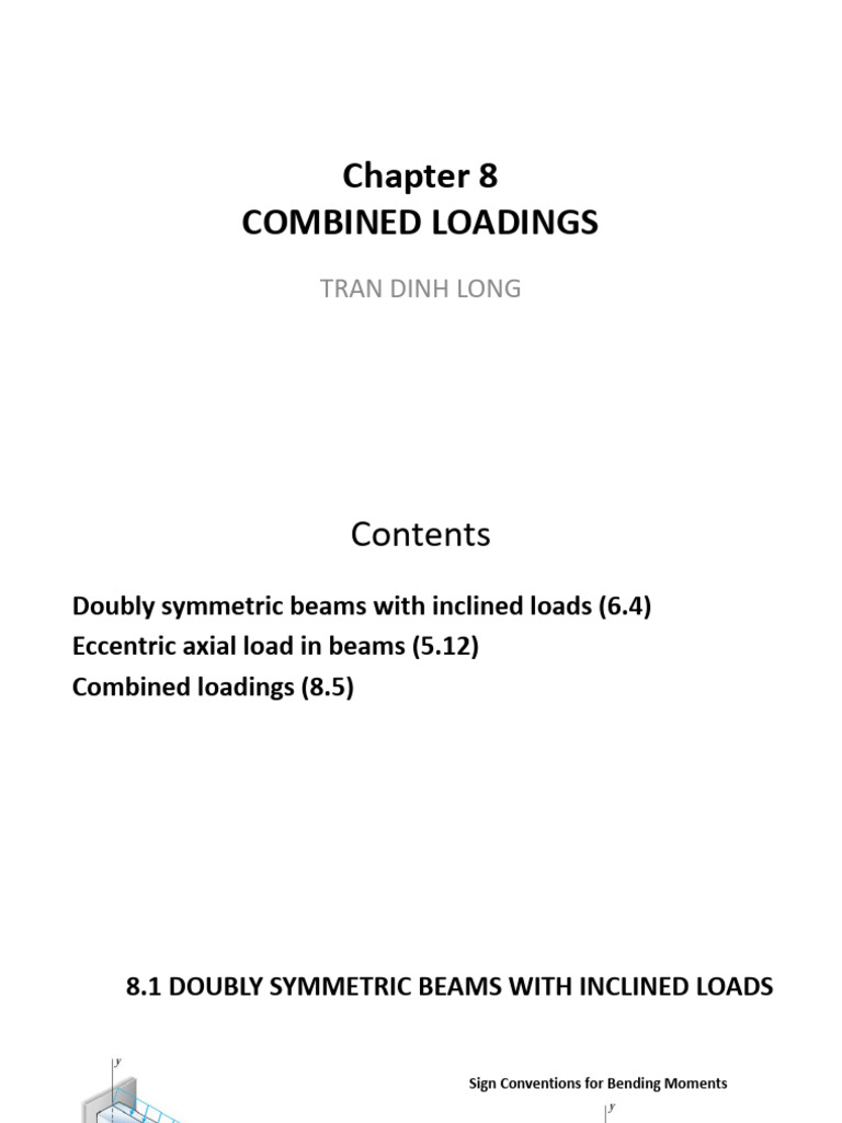 Chapter 8 Combined Loadings | PDF | Beam (Structure) | Bending
