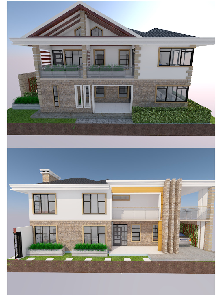 Proposed 4Bdrm Mansion - Render Elevations | PDF