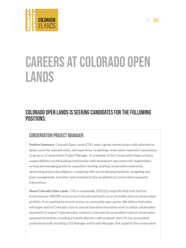 COL Conservation Project Manager | PDF | Policy | Business