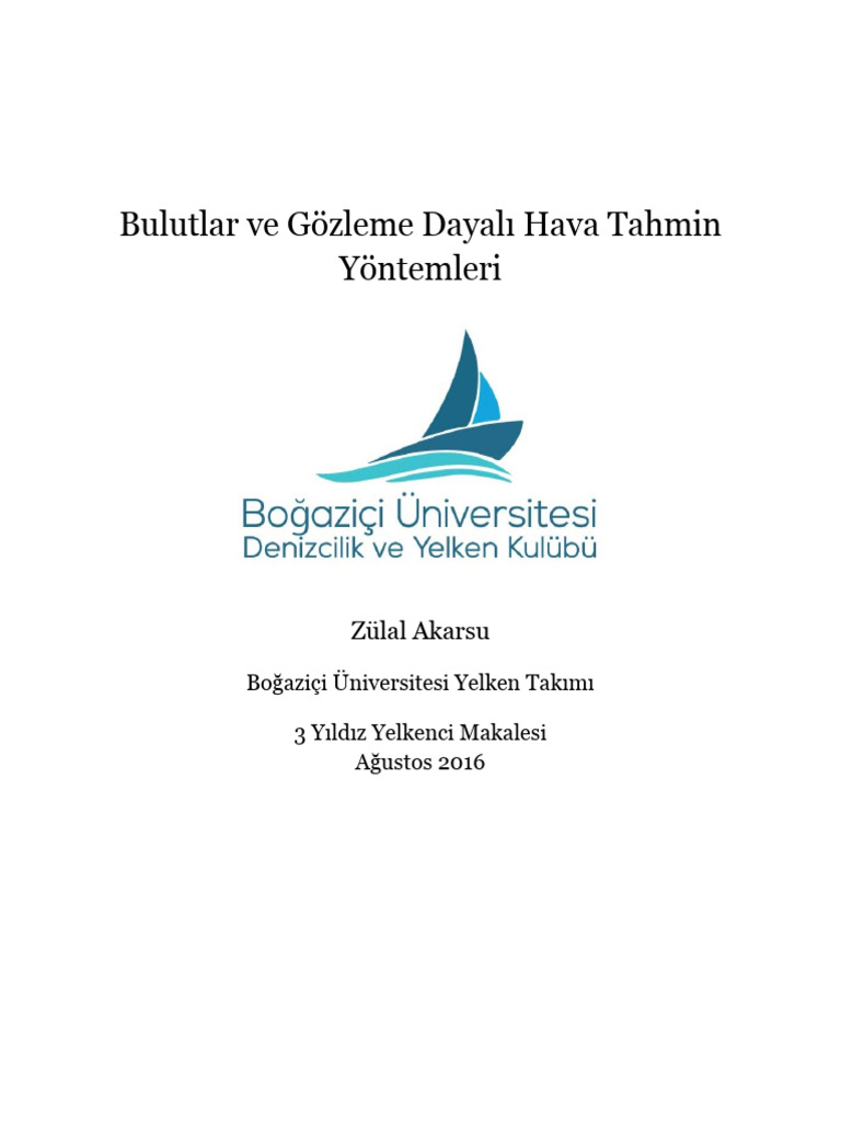 Bulutlar Ve Gözleme Dayalı Hava Tahmin Yöntemi-1 | PDF
