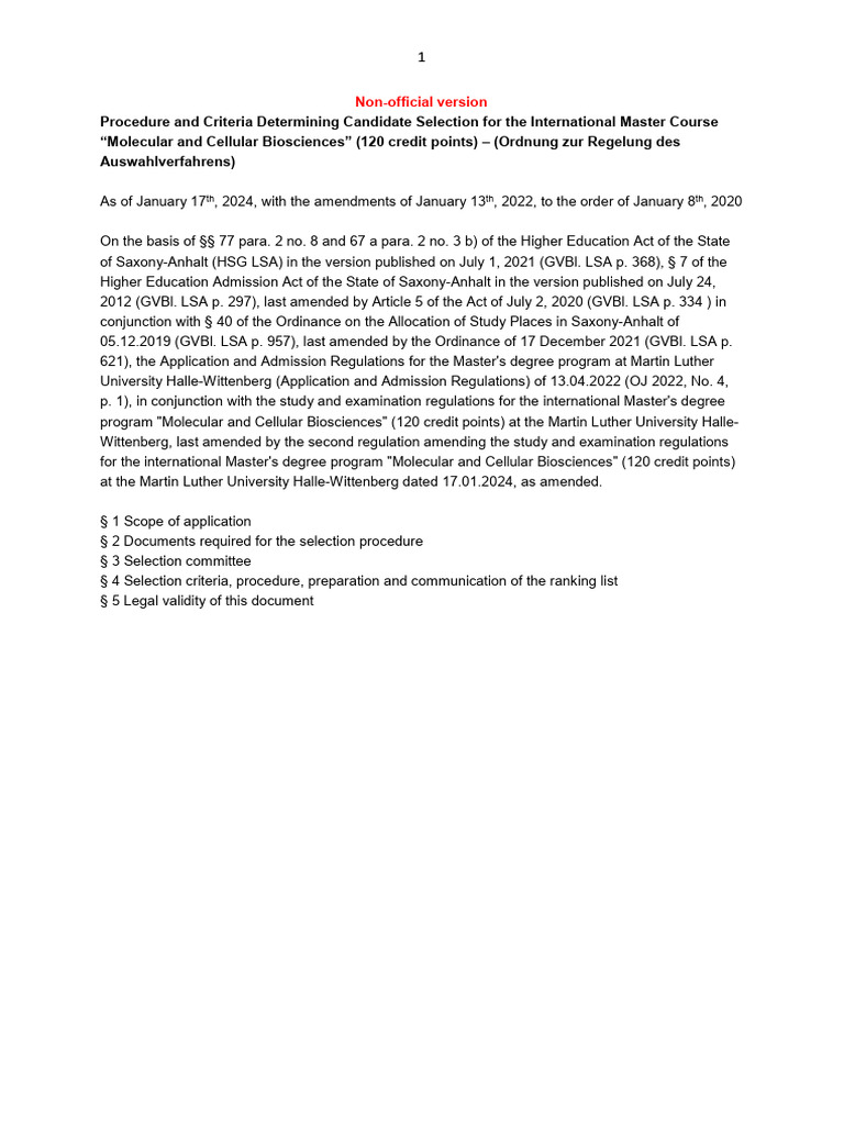 Non-Official Criteria For Candidate Selection MSC MCB 2024 | PDF ...