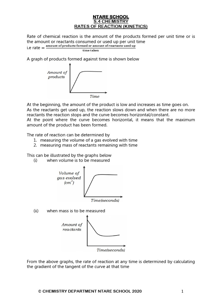 Rates of Reaction in S.4 Chemistry | PDF | Reaction Rate | Chemical ...