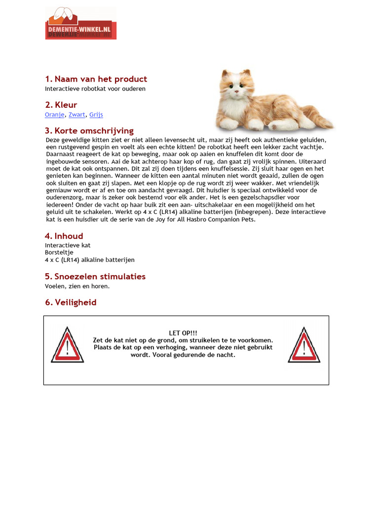 Handleiding Interactieve Robotkat | PDF