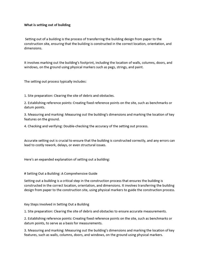 Setting Out a Building: Key Procedures | PDF