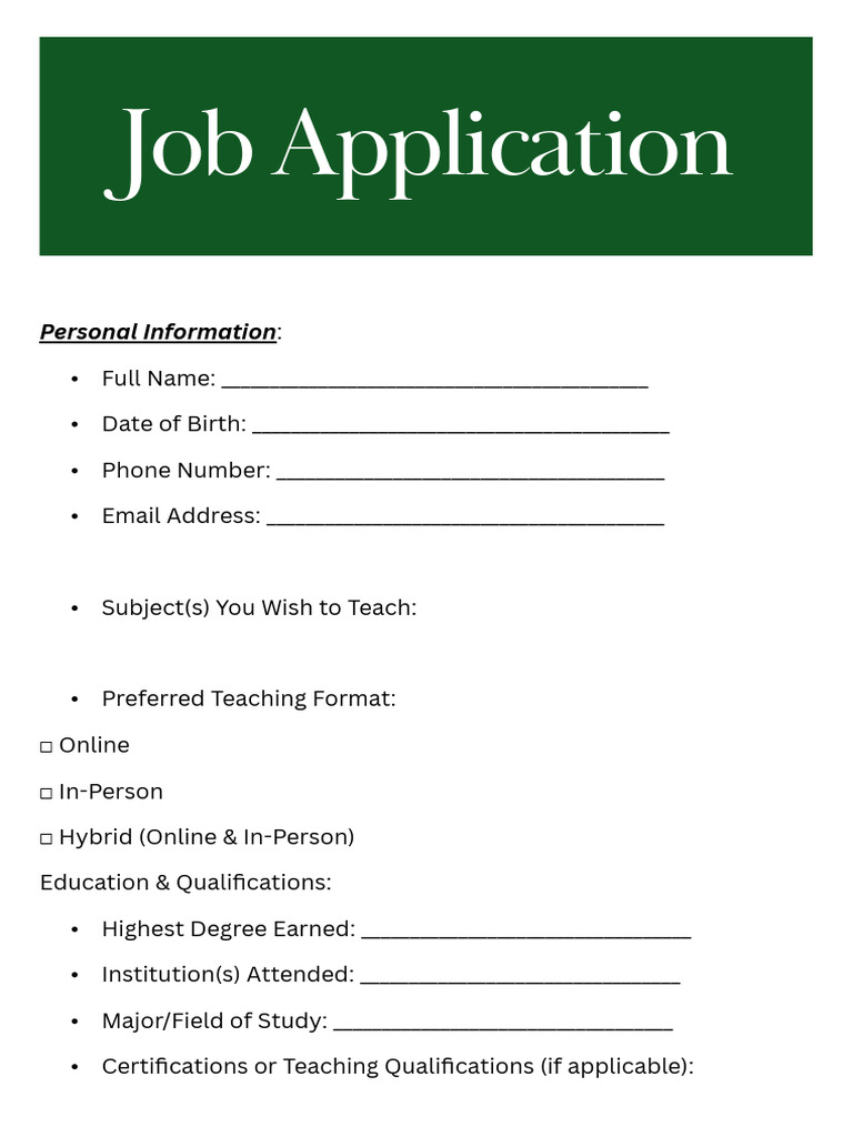 YayTutoring - Job Application Form PDF | PDF