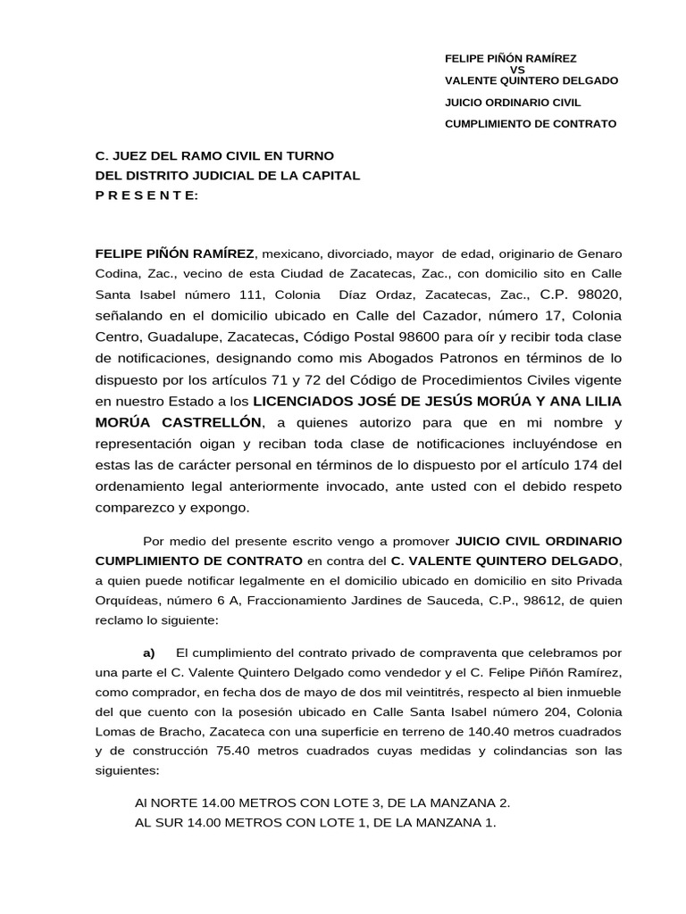 Cumplimiento de Contrato Felipe Piñon Ramirez | PDF | Justicia | Crimen ...
