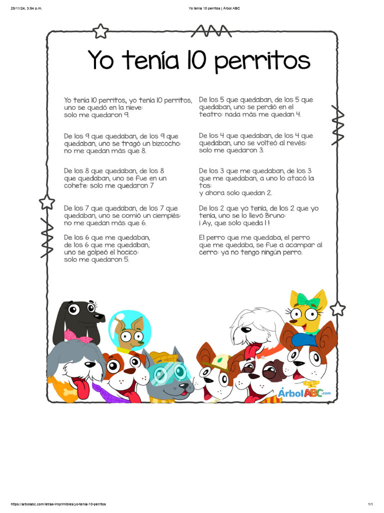 Yo Tenía 10 Perritos - Árbol ABC | PDF
