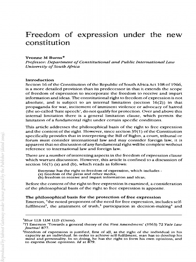 Freedom of Expression in South Africa | PDF | Freedom Of Speech | Human ...