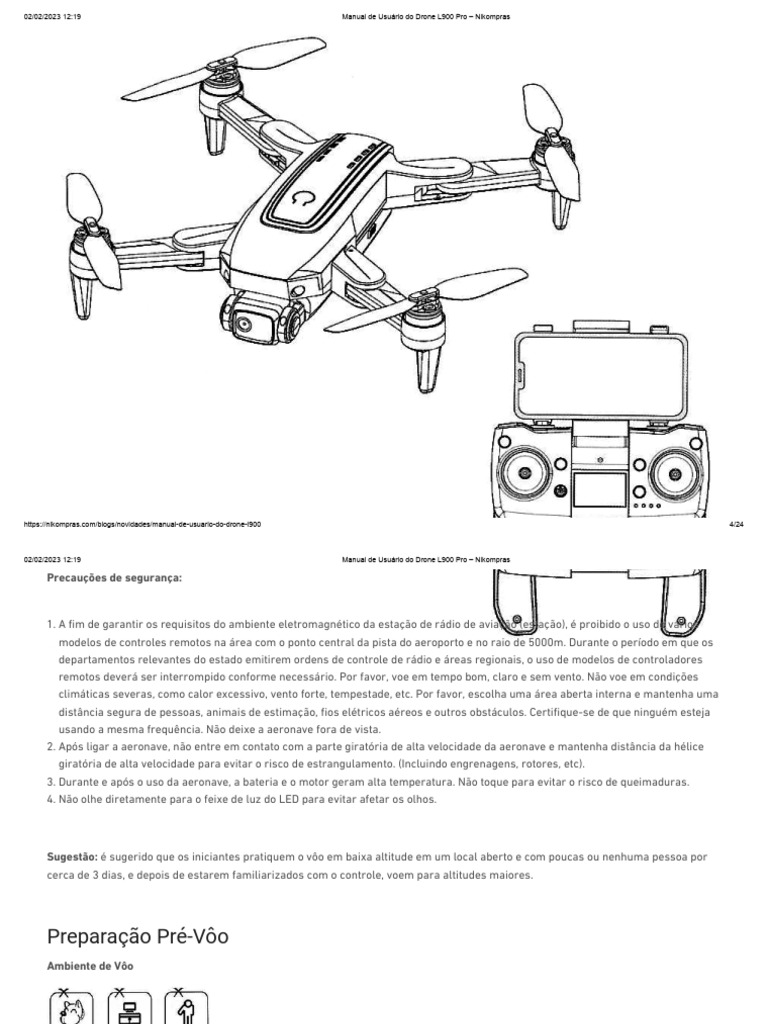 Manual do Drone L900 Pro: Segurança e Uso | PDF | Voo | Aeronave