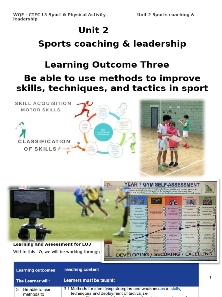 Unit 2 LO3 Workbook (FULL) | PDF | Leadership | Sports