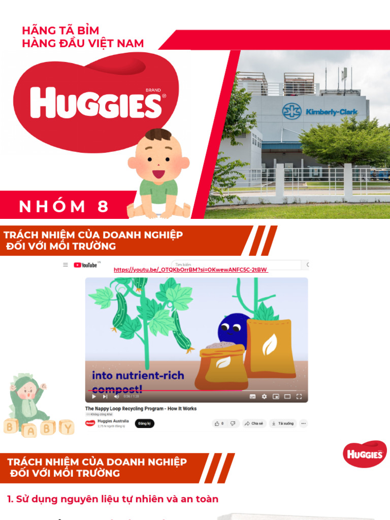 SLIDE - NHÓM 8 - TRÌNH BÀY TRÁCH NHIỆM XÃ HỘI CỦA HUGGIES ĐỐI VỚI MÔI TRƯỜNG | PDF