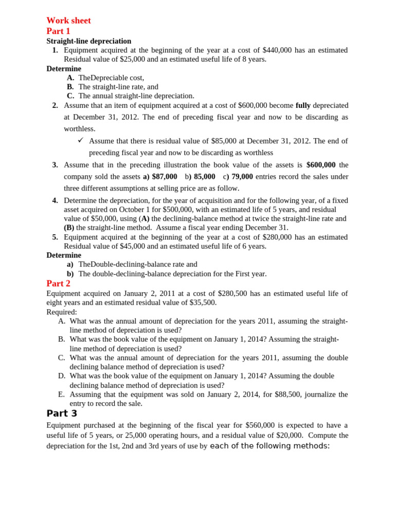 Equipment Depreciation Calculation Guide | PDF | Depreciation | Book Value