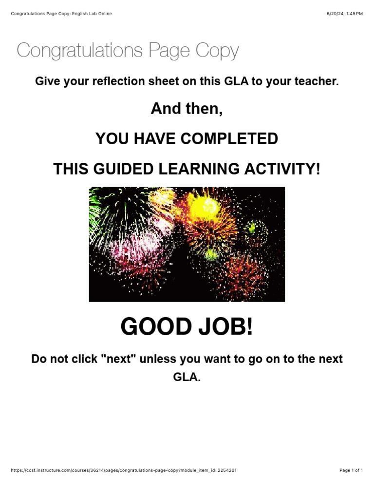 Congratulations Page Copy: English Lab Online | PDF
