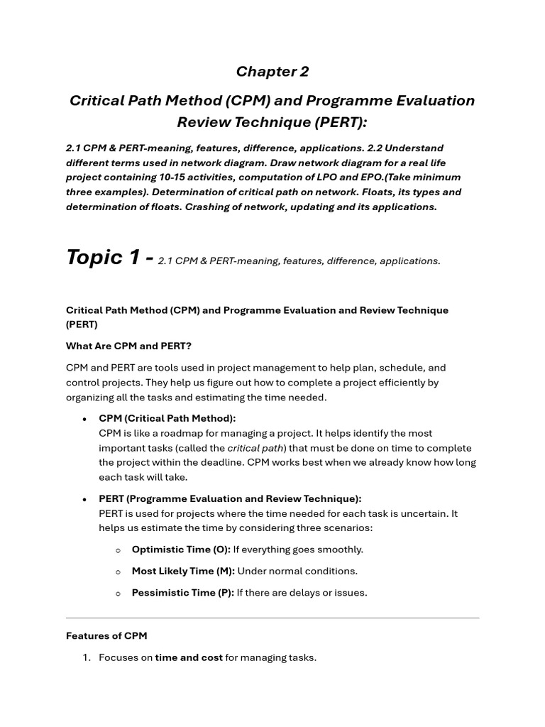 Chapter 2 Pert and CPM | PDF | Project Management
