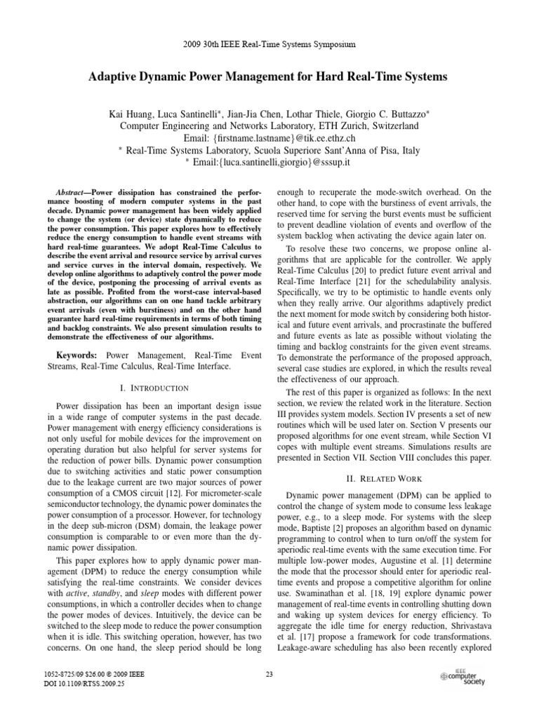 Adaptive Dynamic Power Management For Hard Real-Time Systems | PDF ...