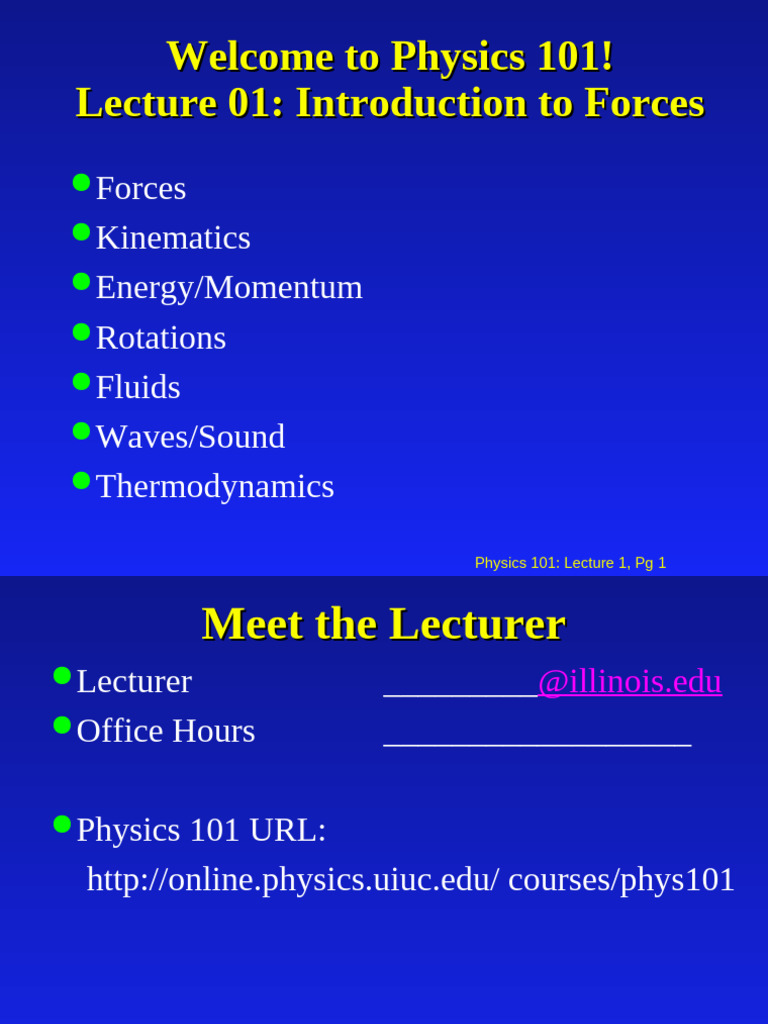 lecture01_handout | PDF | Motion (Physics) | Physical Sciences