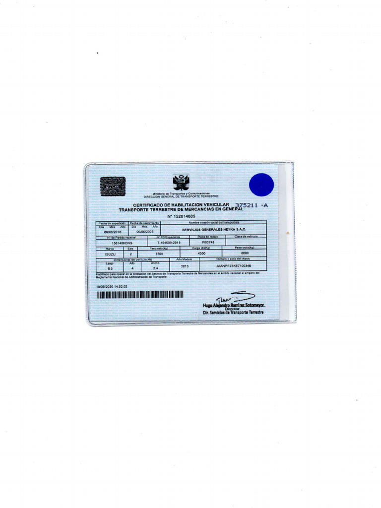 TARJETA DE CIRCULACION | PDF