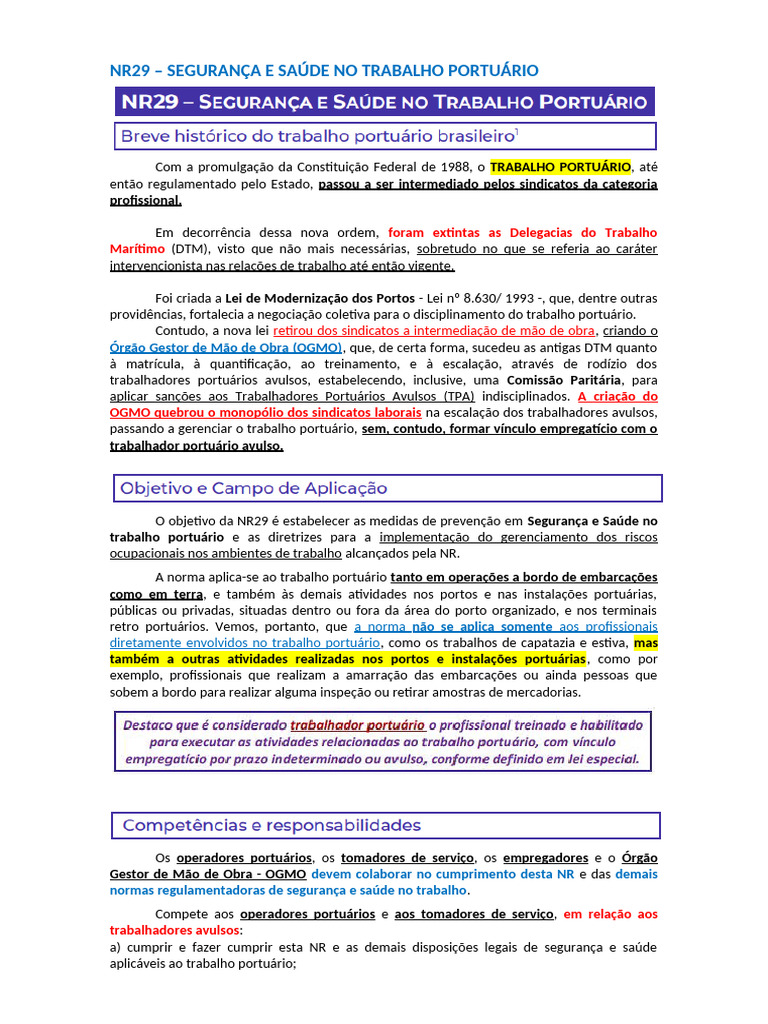 NR29: Segurança no Trabalho Portuário | PDF | Sindicato | Armazém