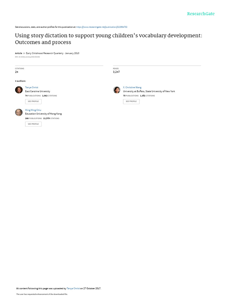 Using Story Dictation To Support Young Childrens | PDF | Vocabulary ...