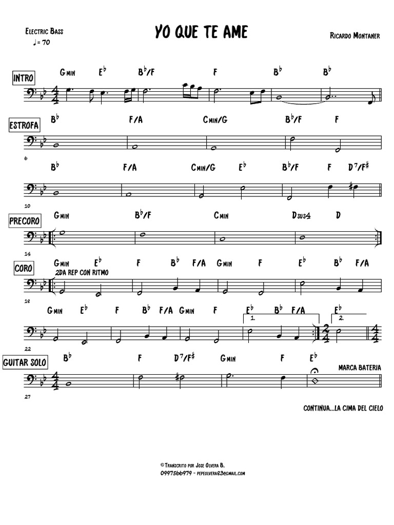 Yo Que Te Amé - Electric Bass | PDF