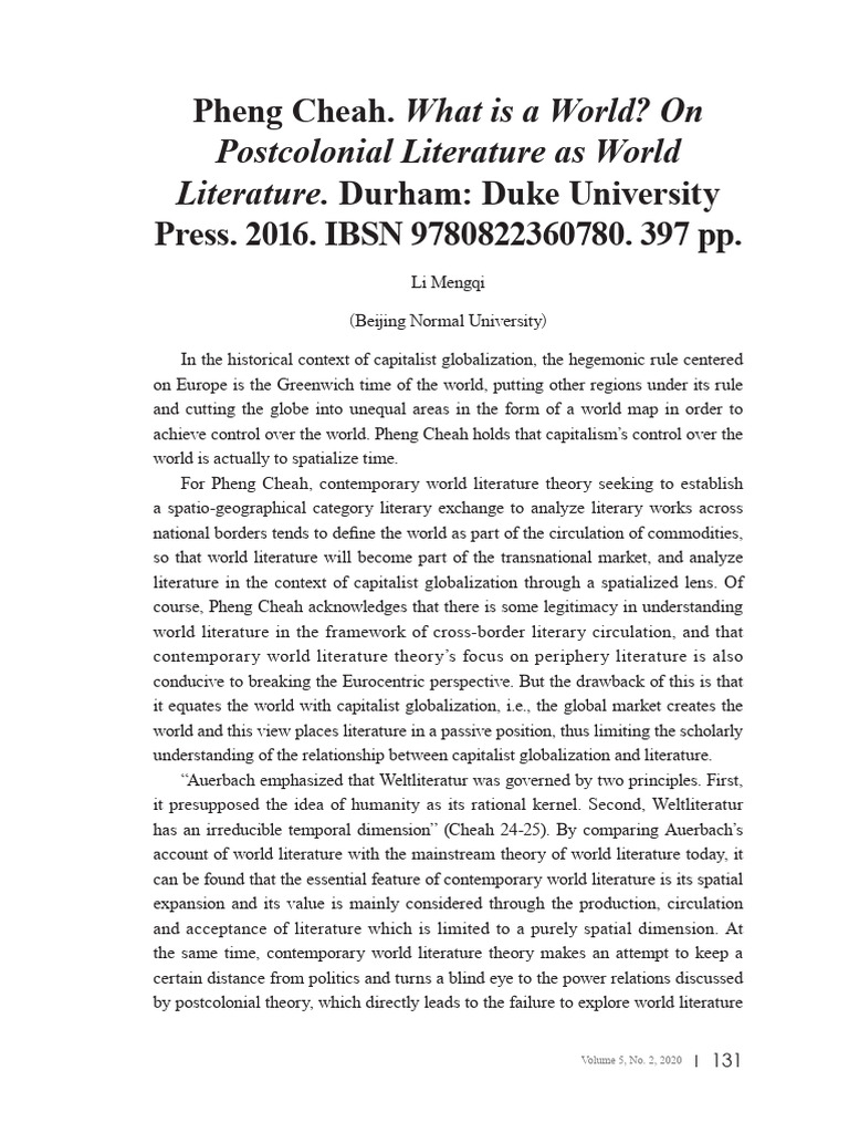 World Literature | PDF | Postcolonialism | Globalization