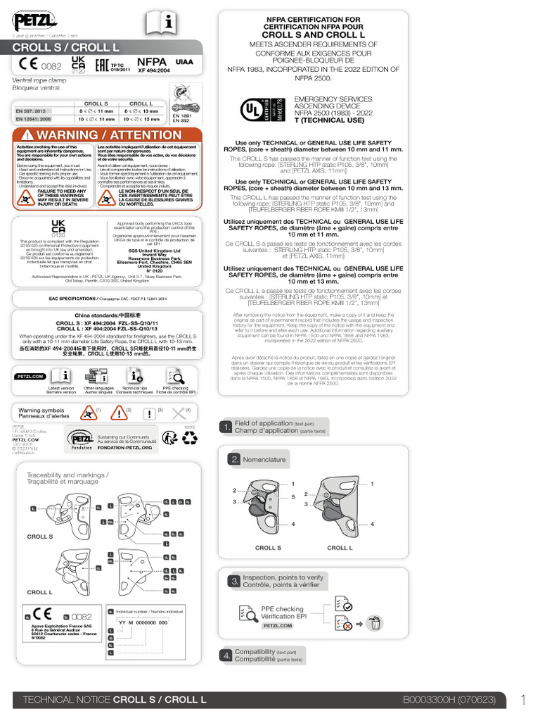 Petzl - Croll B016AA00 | PDF