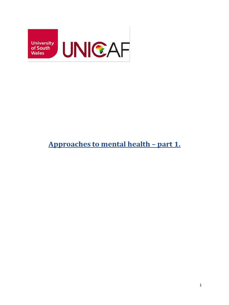 Approaches To Mental Health - Part 1 | PDF | Psychodynamics | Reinforcement