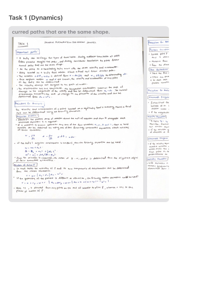 Task 1 (Dynamics) | PDF