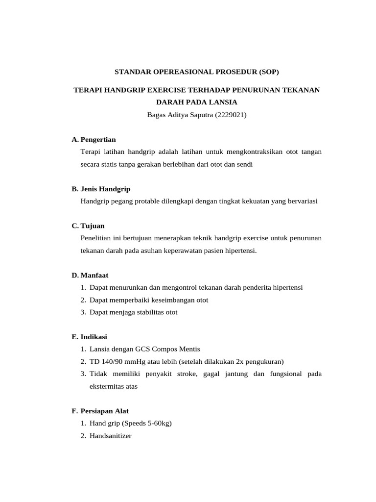 (SOP) Handgrip Exercise | PDF