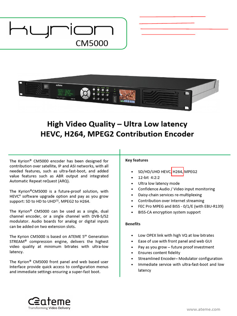 ATEME KYRION CM5000 Datasheet-V3a | PDF | Data Compression | Electronics