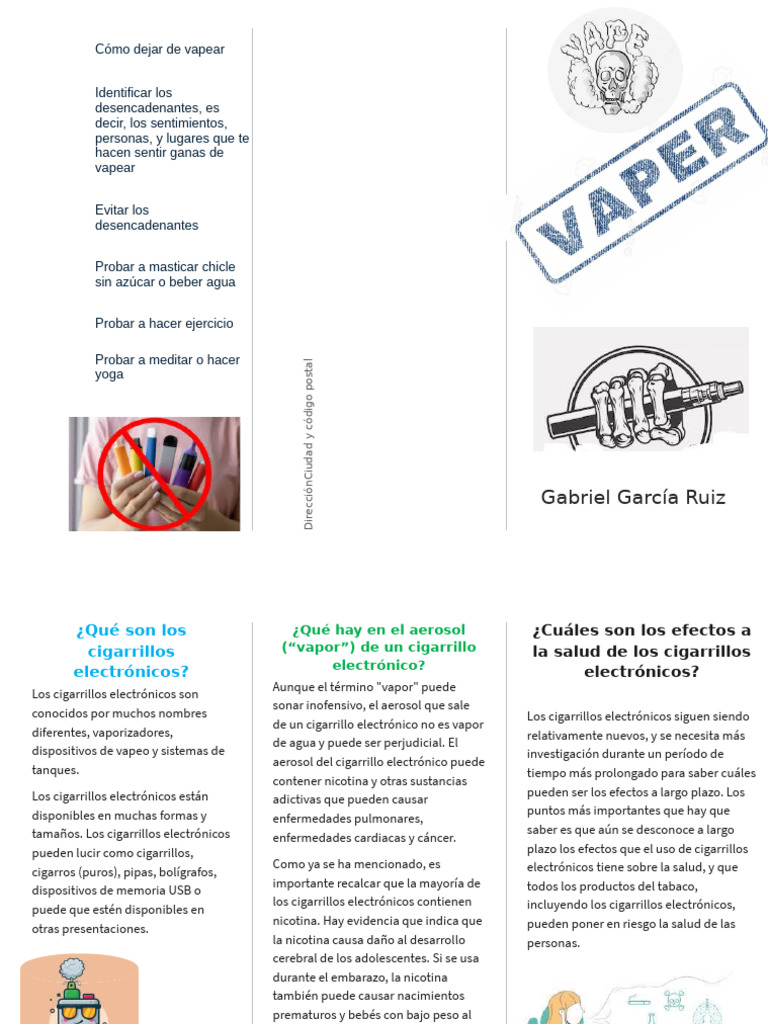 Triptico Vapers Gabi | PDF | Cigarrillo electrónico | Cigarrillo
