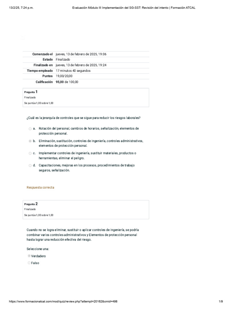 Evaluación del SG-SST: Control de Riesgos | PDF
