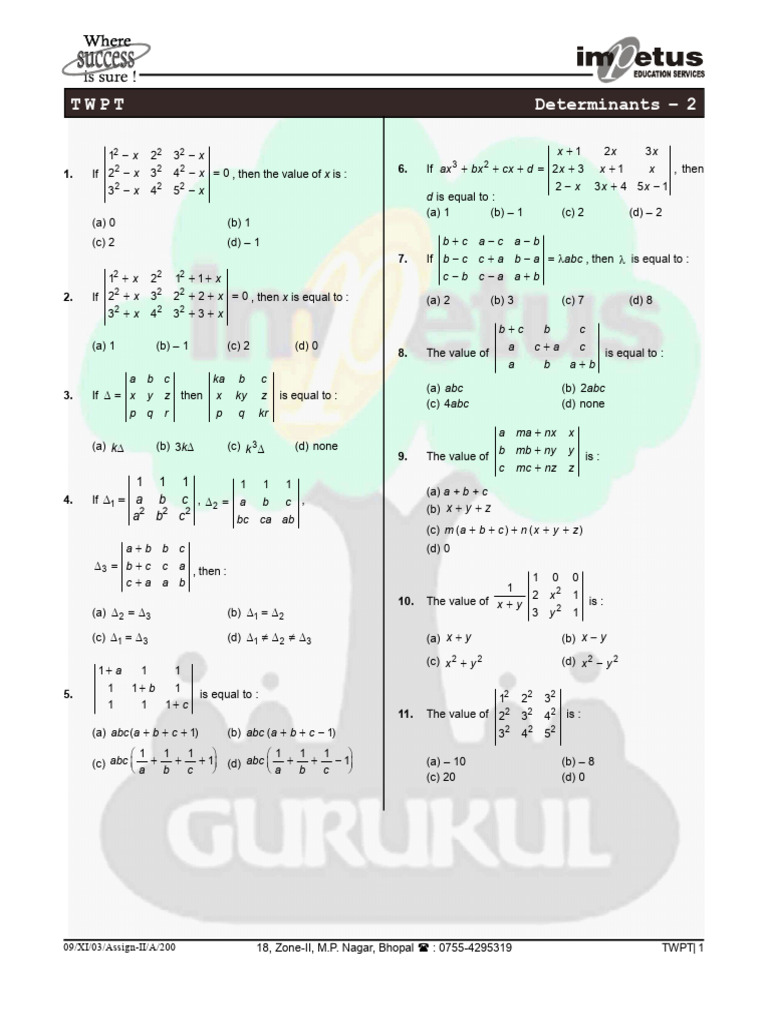 TWPT Determinants | PDF | Computational Science | Algorithms