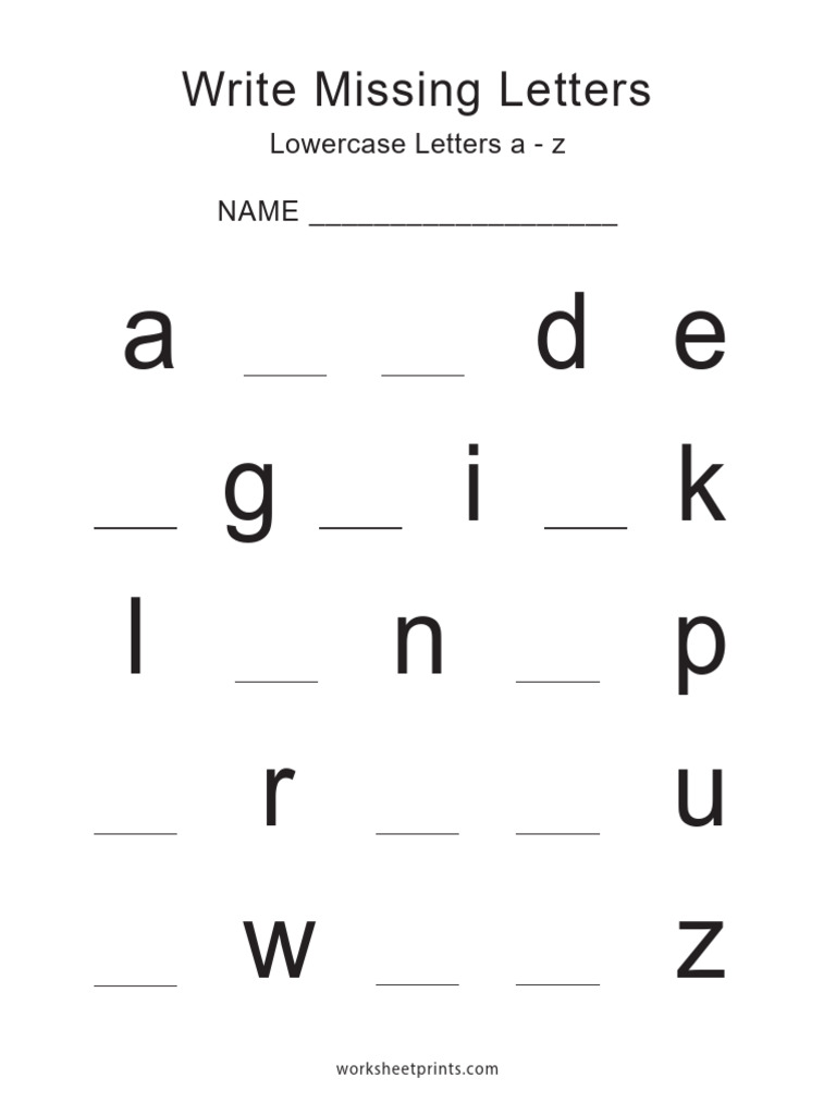 Lowercase A Z Write Missing Letters 1 | PDF