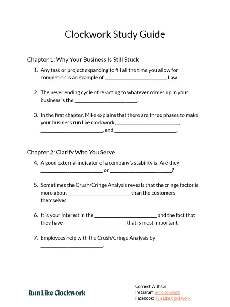 Clockwork Revised and Expanded Book Club Study Guide | PDF | Business