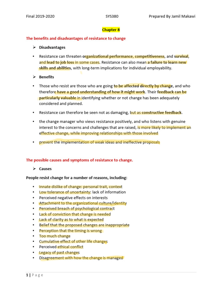 SYS380 Final 2019-2020 | PDF | Change Management | Negotiation