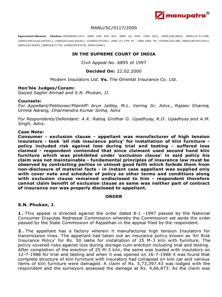 Supreme Court Ruling on Insurance Claim | PDF | Insurance | Judgment (Law)