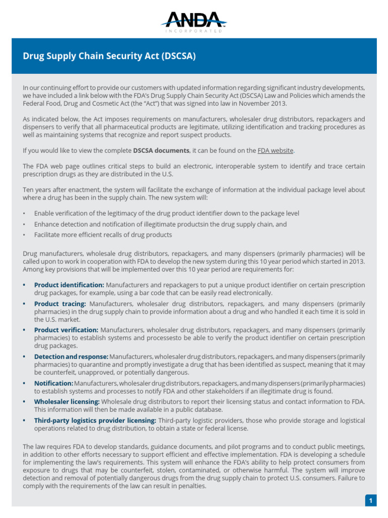 C01 60017 071818 AndaInc DSCSA | PDF | Pharmacology | Pharmaceutical ...