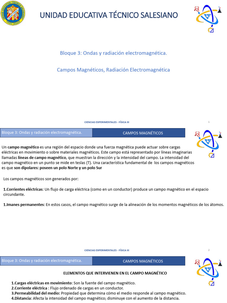 Campos Magneticos Radiacion Electromagnetica | PDF | Corriente eléctrica | Campo magnético