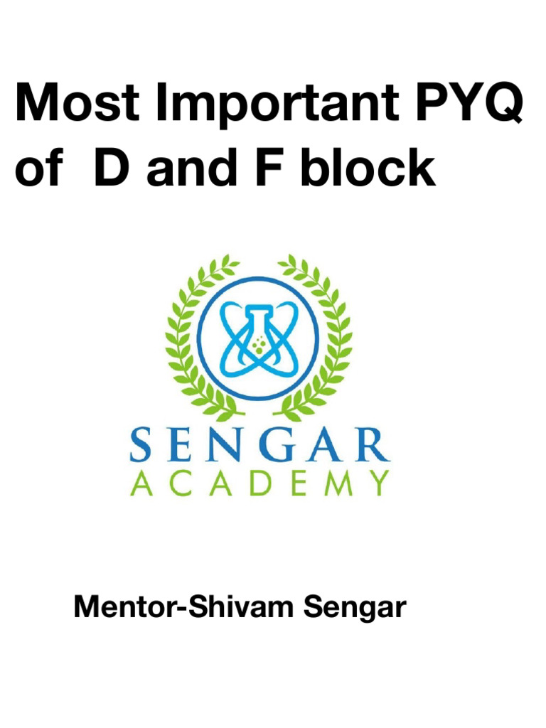 Key D and F Block PYQs for CBSE 2024 | PDF
