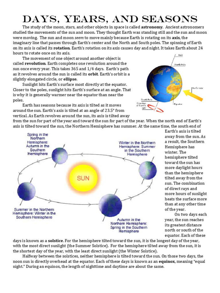 days_years_and_seasons | PDF | Rotation | Equator
