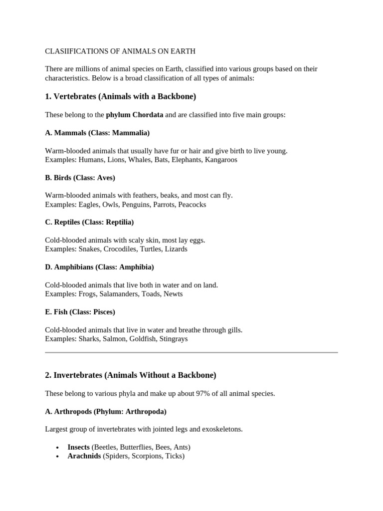 Class of Animals | PDF