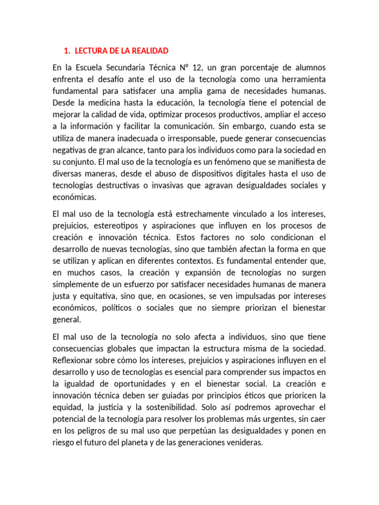 Lectura de La Realidad | PDF