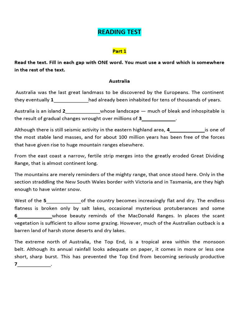 CEFR Reading Test Practice Materials | PDF